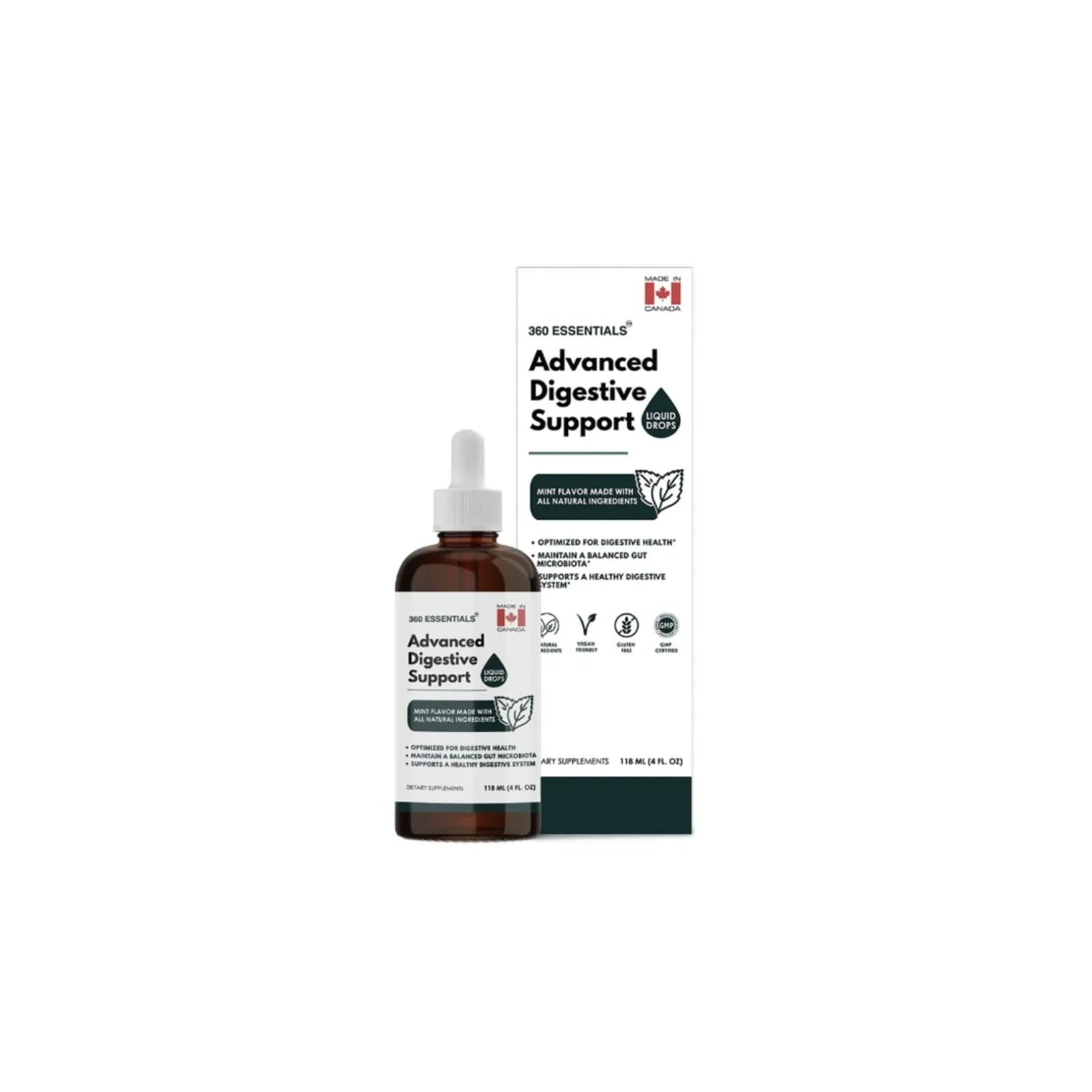 360 Essentials Advanced Digestive Support Liquid Drops - 118ml Non-GMO ...